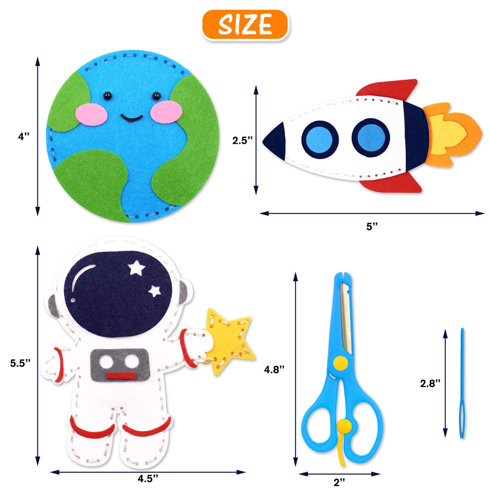 CiyvoLyeen Space Sewing Kit for Kids Solar System DIY Activity Kids Felt Craft Supplies for 7 8 9 10 11 12 Girls and Boys Educational Beginners Sewing Set of 11