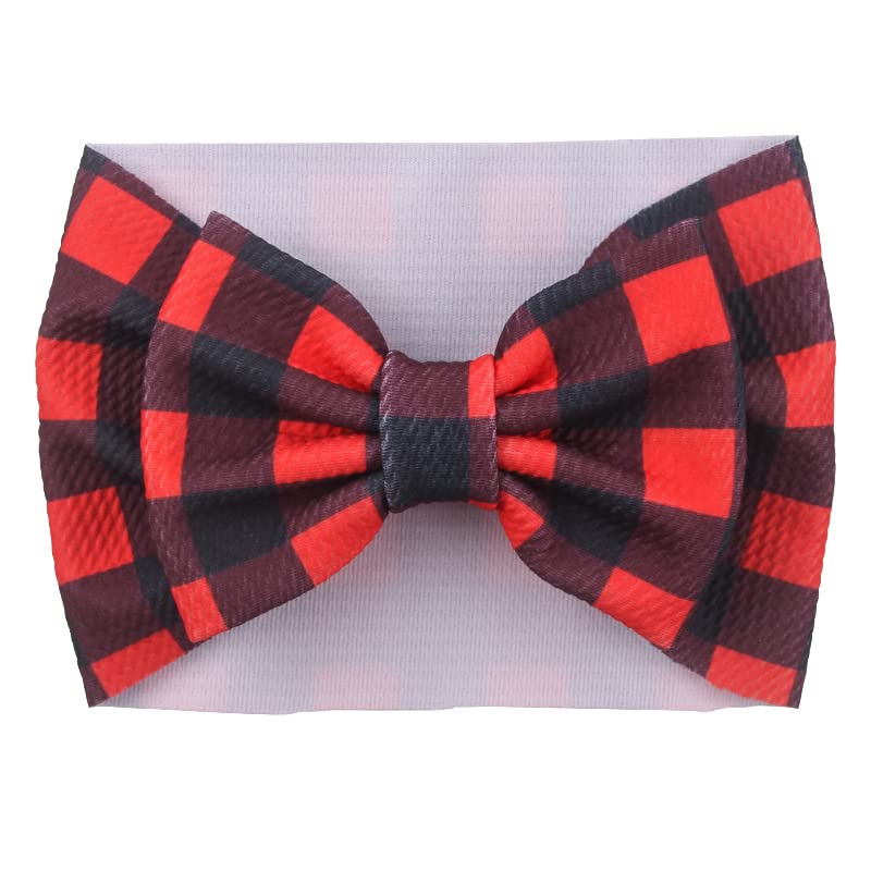 BBTDIN Baby Plaid Turban Headband with Checkered Bow Hair Band for Girls BTB01 (A1-Black White)