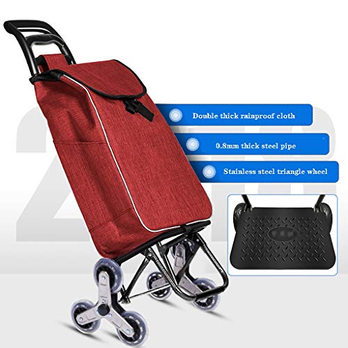 AUNEVN Hand Trucks Folding Shopping Cart, 3-Wheel Stair Climbing Car with Folding Design, Maximum Capacity 38L Trolleys/D