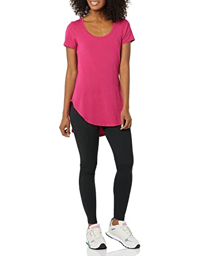 Amazon Essentials Women's Soft Cotton Standard-Fit Extra-Long Tunic Yoga T-Shirt (Available in Plus Size) (Previously Core 10), Fuchsia, X-Large