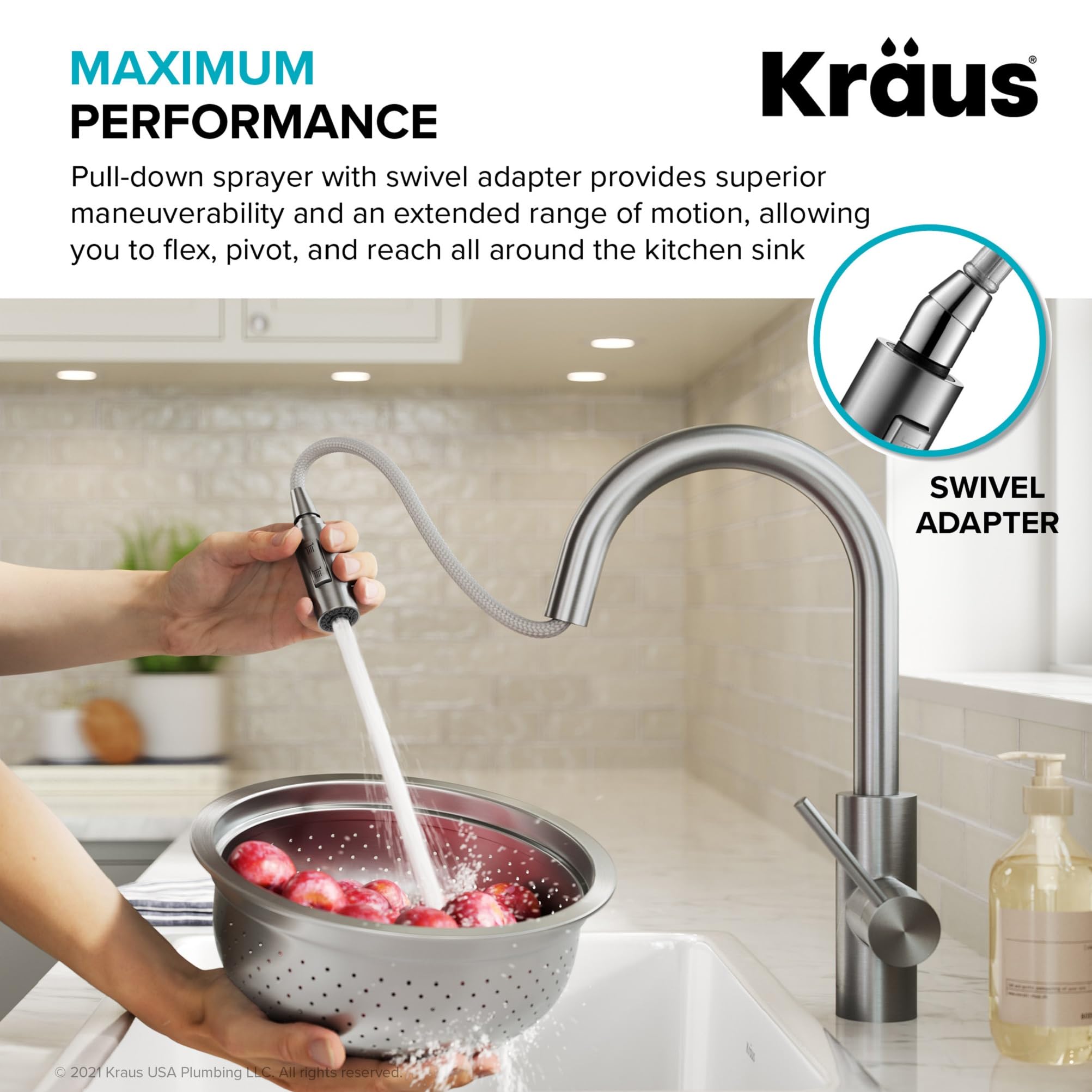 Kraus KPF-2620CH Oletto Single Lever Pull Down Kitchen Faucet, 16 Inch, Chrome (Pack of 4)
