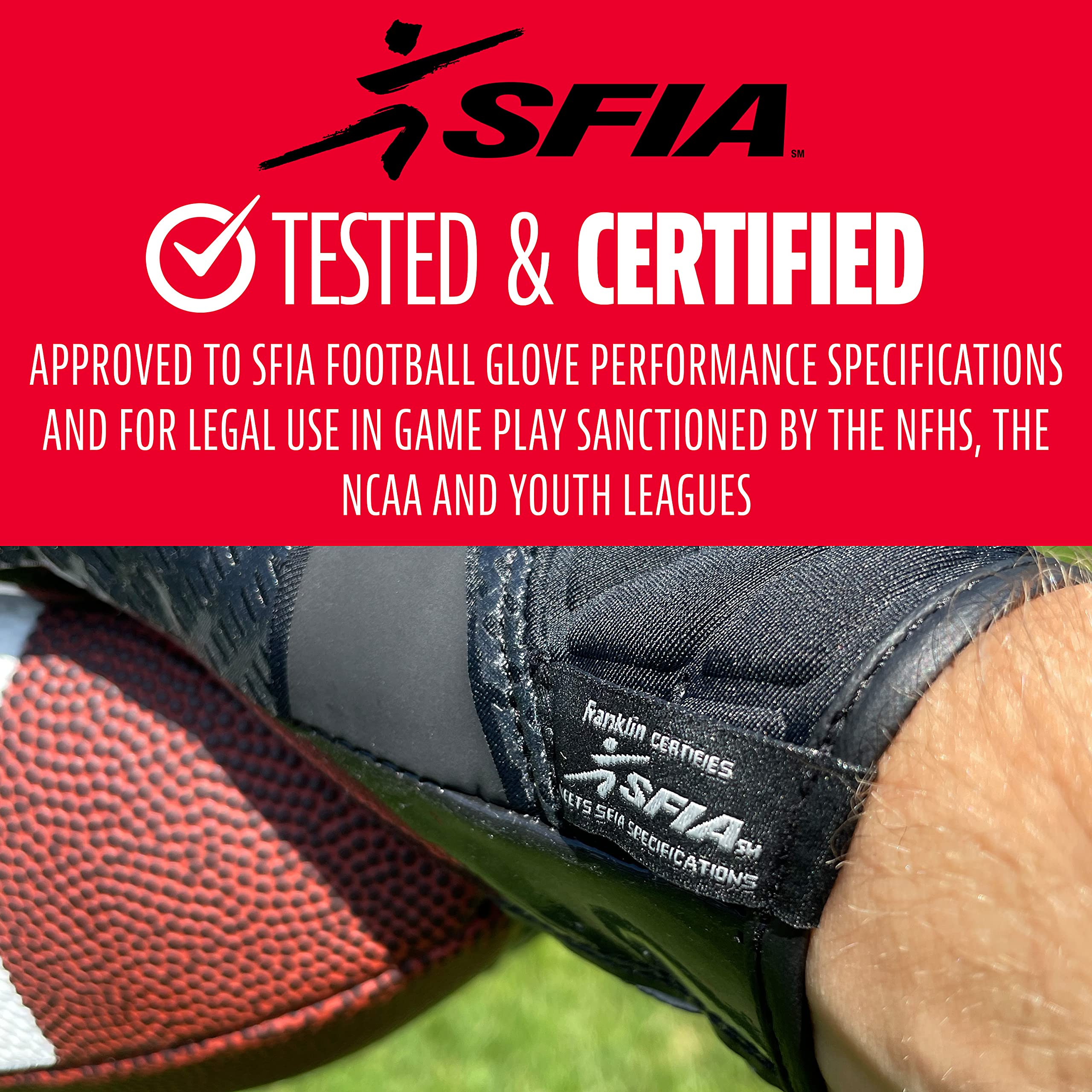 Franklin Sports Hi-Tack Premium Football Receiver Gloves - Black - Youth Medium