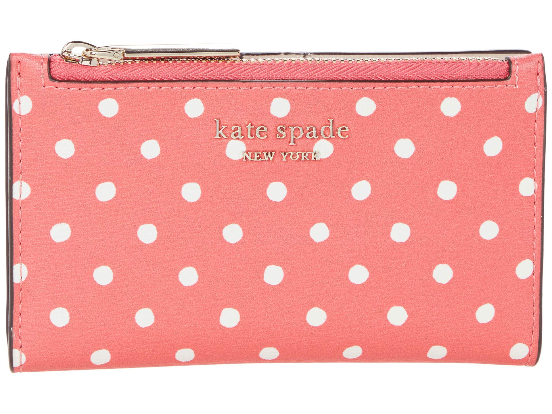 kate spade new york Spencer Dots Small Slim Bifold Wallet Peach Melba Multi One Size