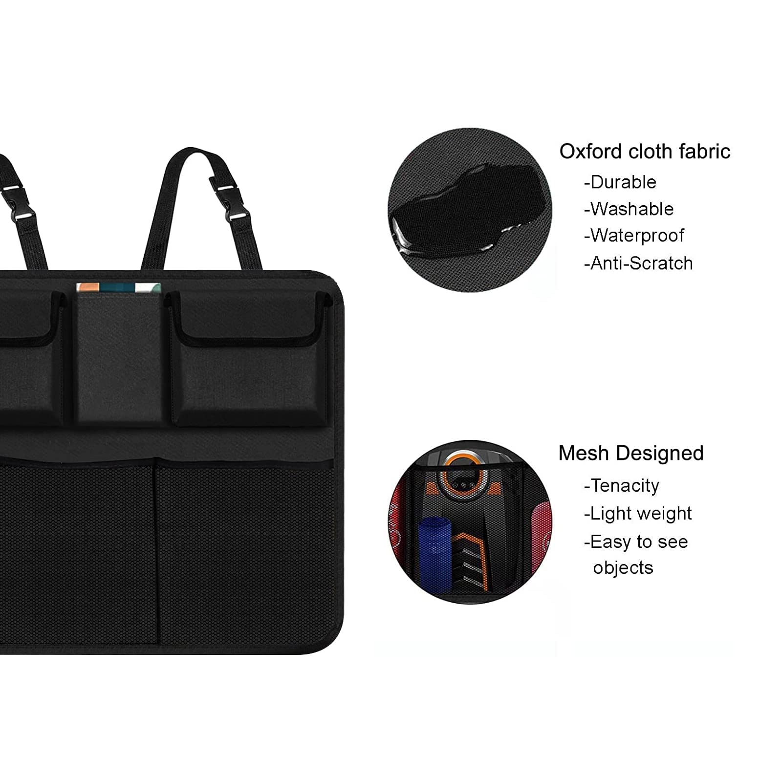 Car Seat Protectors 2 Pack Large Auto Car Seat Cover Under Baby Child Safety Carseat with Organizer Pockets, Thick Padding Waterproof Non-Slip Vehicle Seat Mat Protect Leather Seats