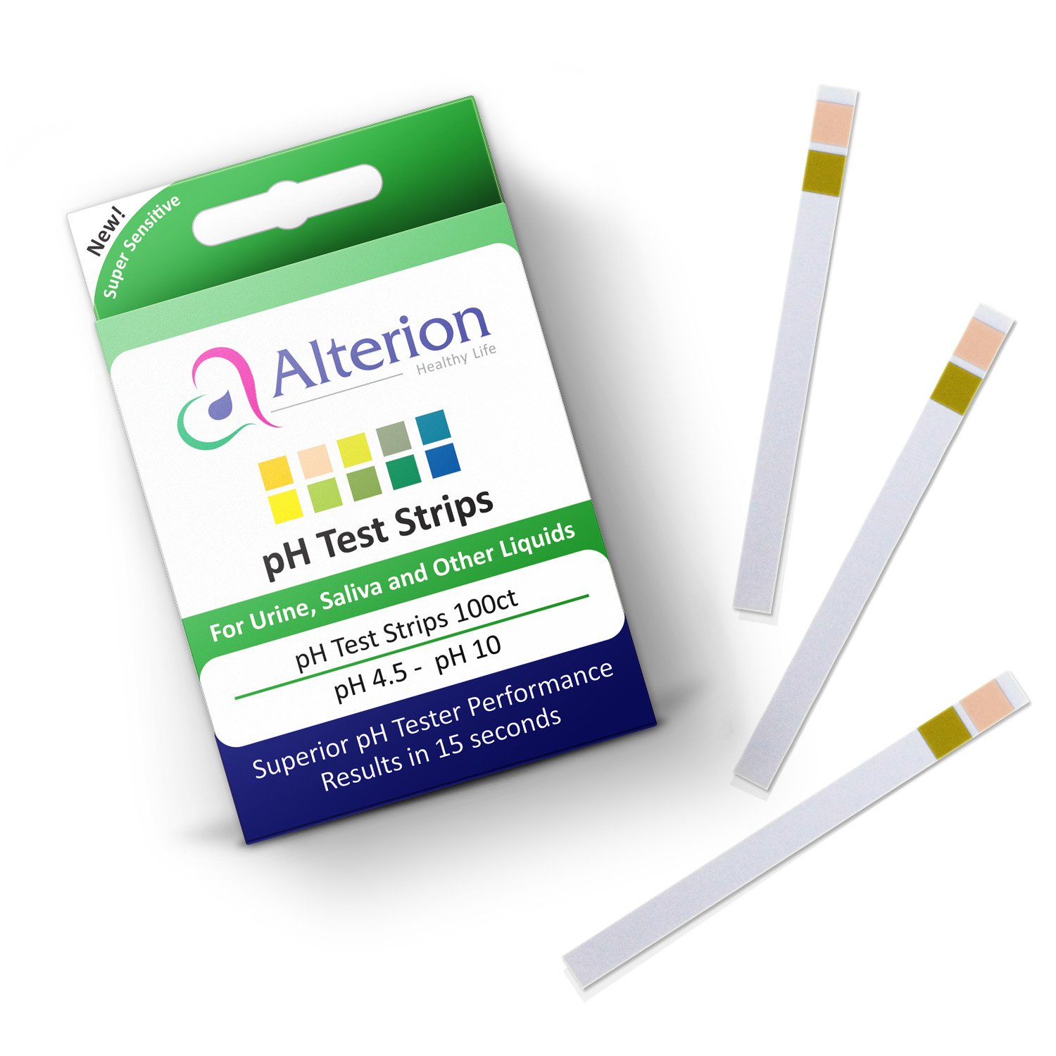 pH Test Strips 100ct by Alterion - Fast & Simple pH Strips for Urine and Saliva - Quick and Accurate Results in 15 Seconds