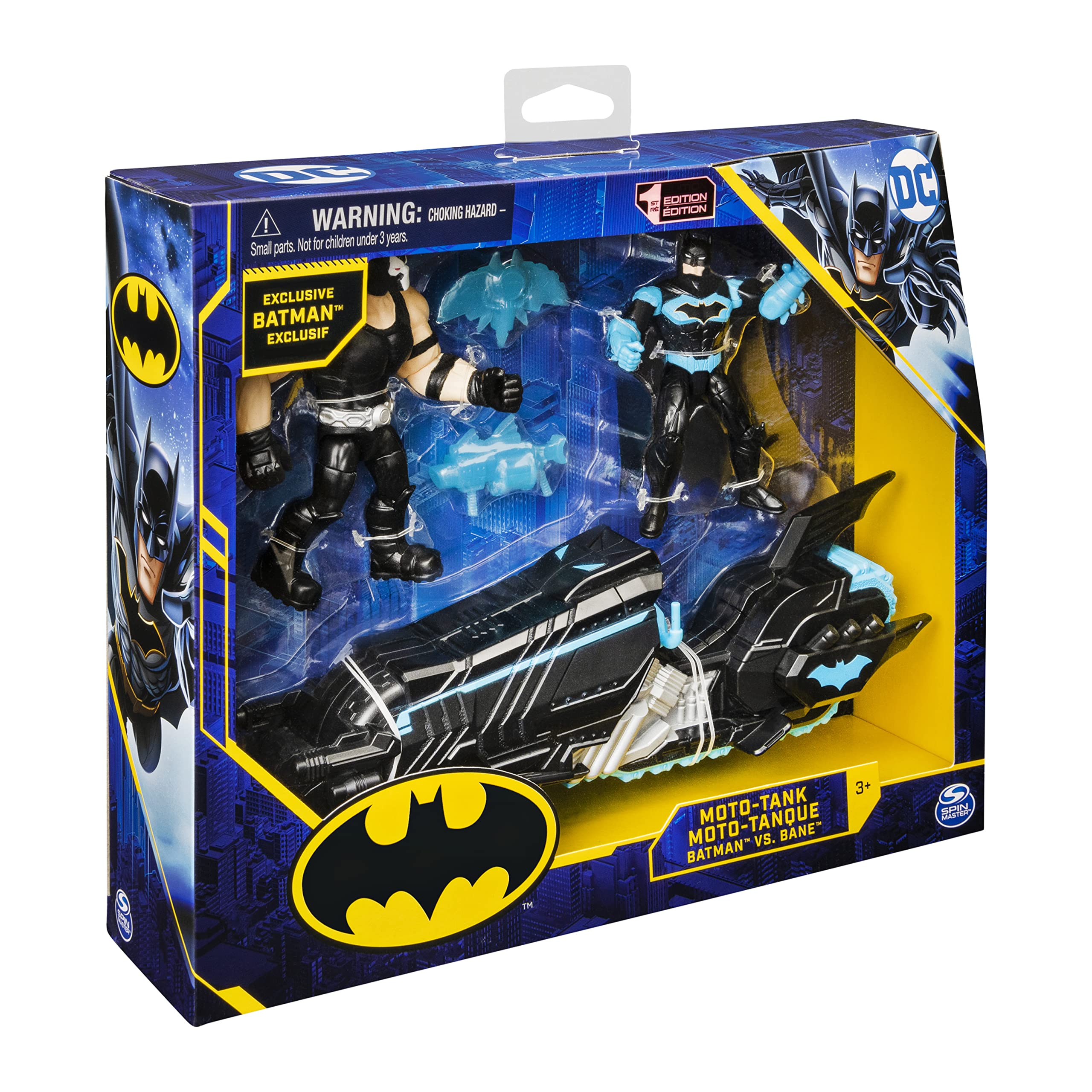 DC Comics Batman Moto-Tank Vehicle with 4-inch Bane Action Figure and Exclusive Batman Action Figure, Kids Toys for Boys
