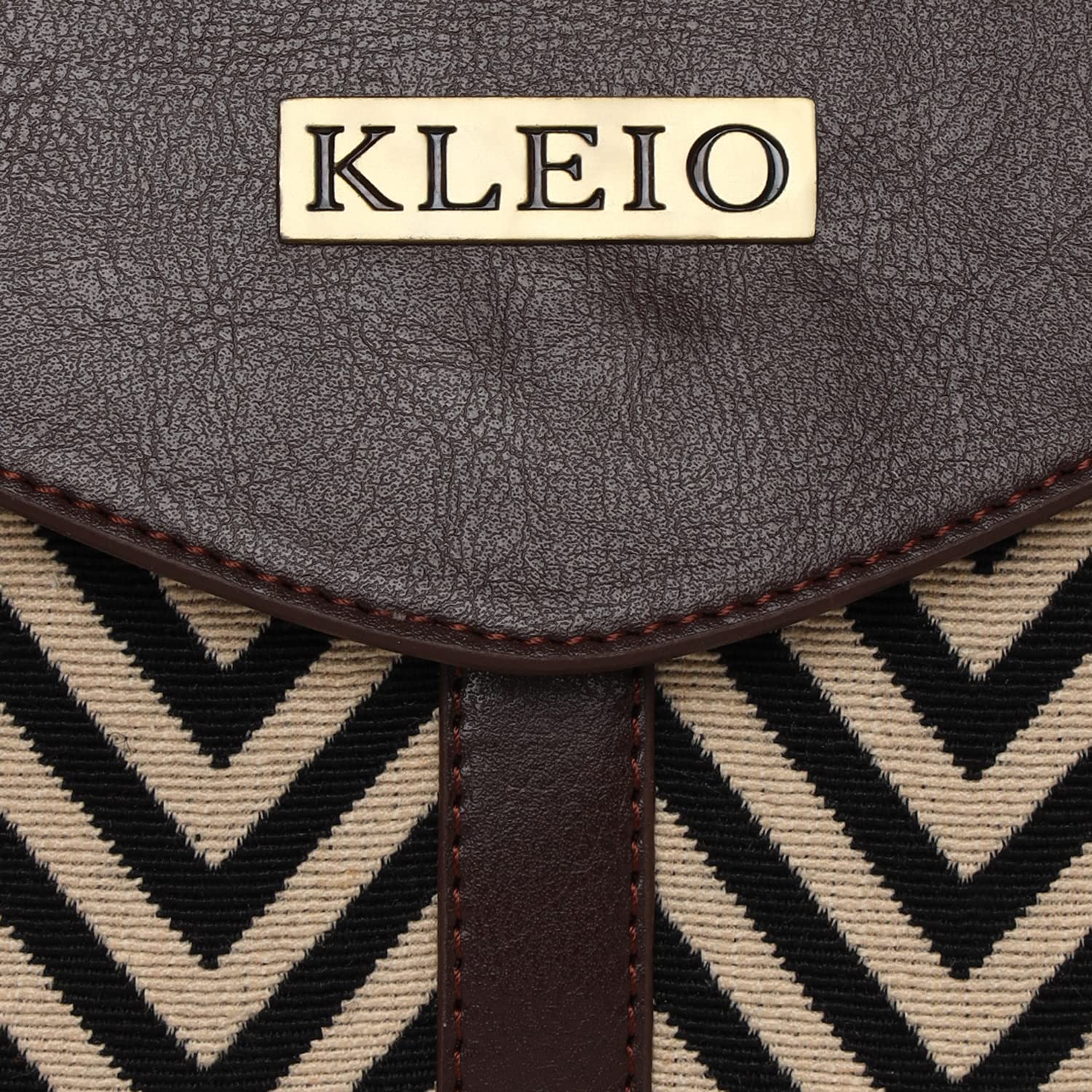 KLEIO Women's Pu Leather Jacquard Crossbody Side Sling Handbag Black