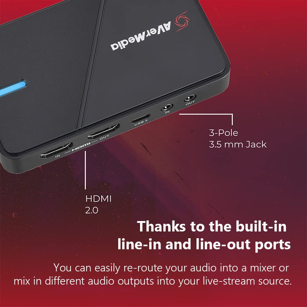 AVerMedia HDMI Capture Card - Gaming, Video Streaming, 4K Capture Card for PS5, Xbox Series X/S, Xbox One, PS4, Nintendo Switch, Windows 11 / Mac Os12, HDR & VRR Support - GC551G2 Live Gamer Extreme 3
