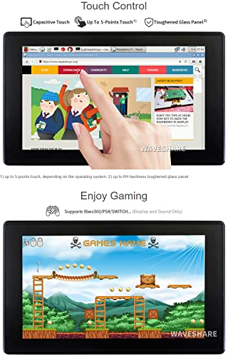 Waveshare 7inch Capacitive Touch Screen LCD (H) with Case, Compatible with Raspberry Pi 5/4B/3B/Zero/Zero W/Zero 2W/Pico/Pico W/Pico WH, 1024×600, HDMI, IPS