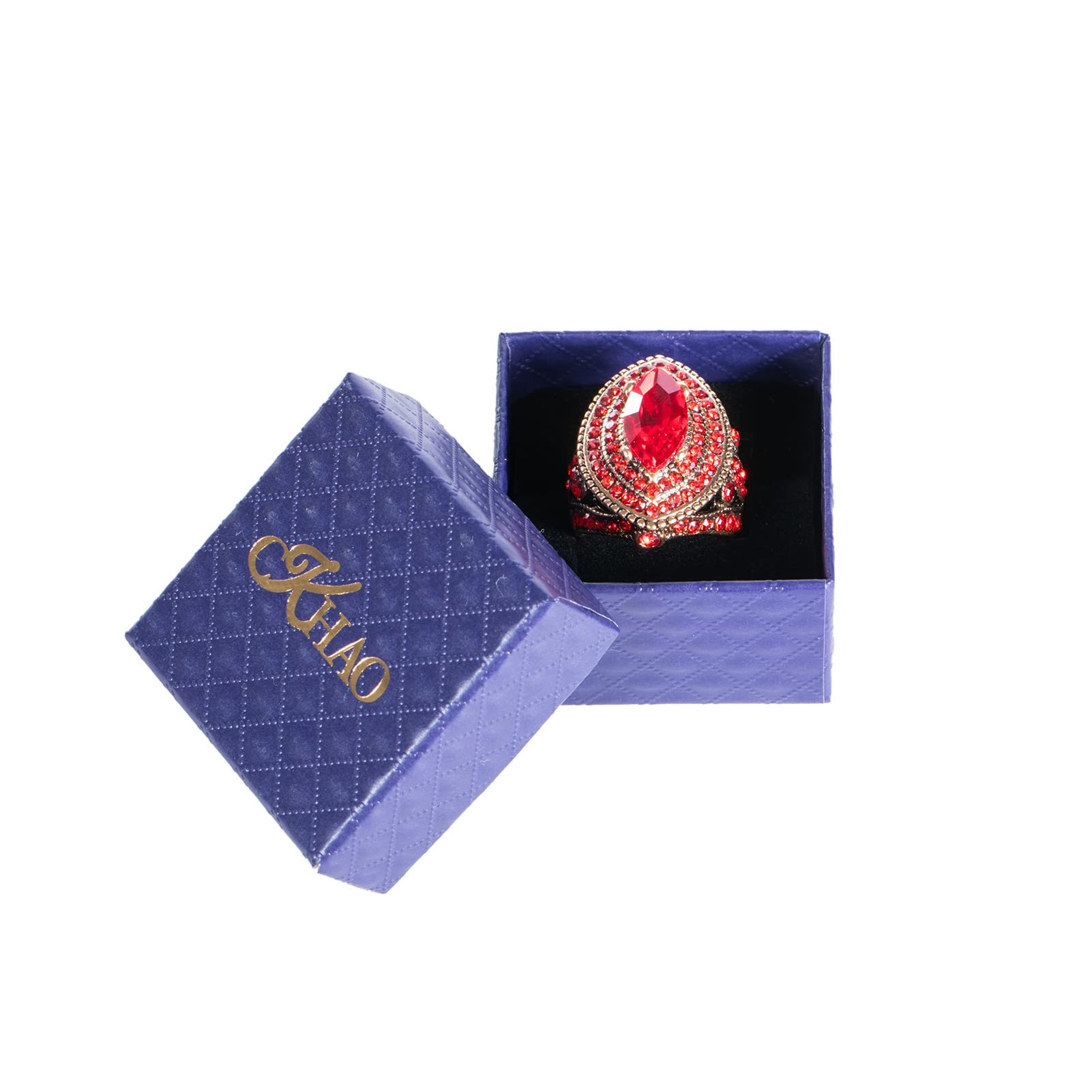 CKHAO Women Ring - Big Size Antique Gold Plated Turkish Style Red Gemstone Vintage Ring Women Jewelry J0769RED (9)