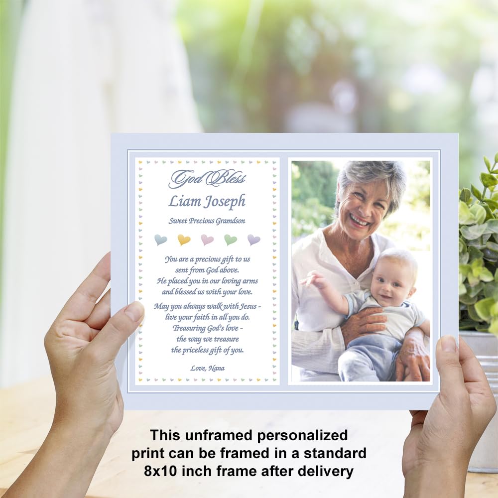Poetry Gifts New Baby Boy Grandson, Baptism or Birthday Personalized Keepsake 8x10 Custom Print