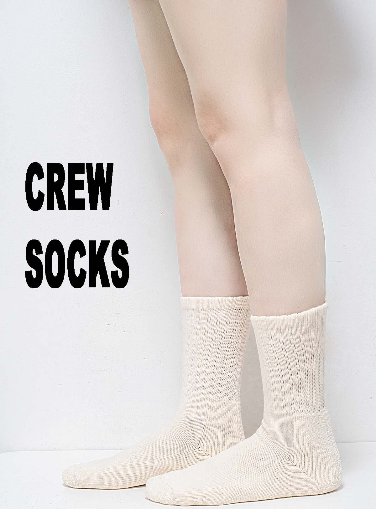 Ait fish Women's Thick Cotton Crew Socks Full Cushioned Athletic Calf Socks for Hiking Work Casual, Ivory