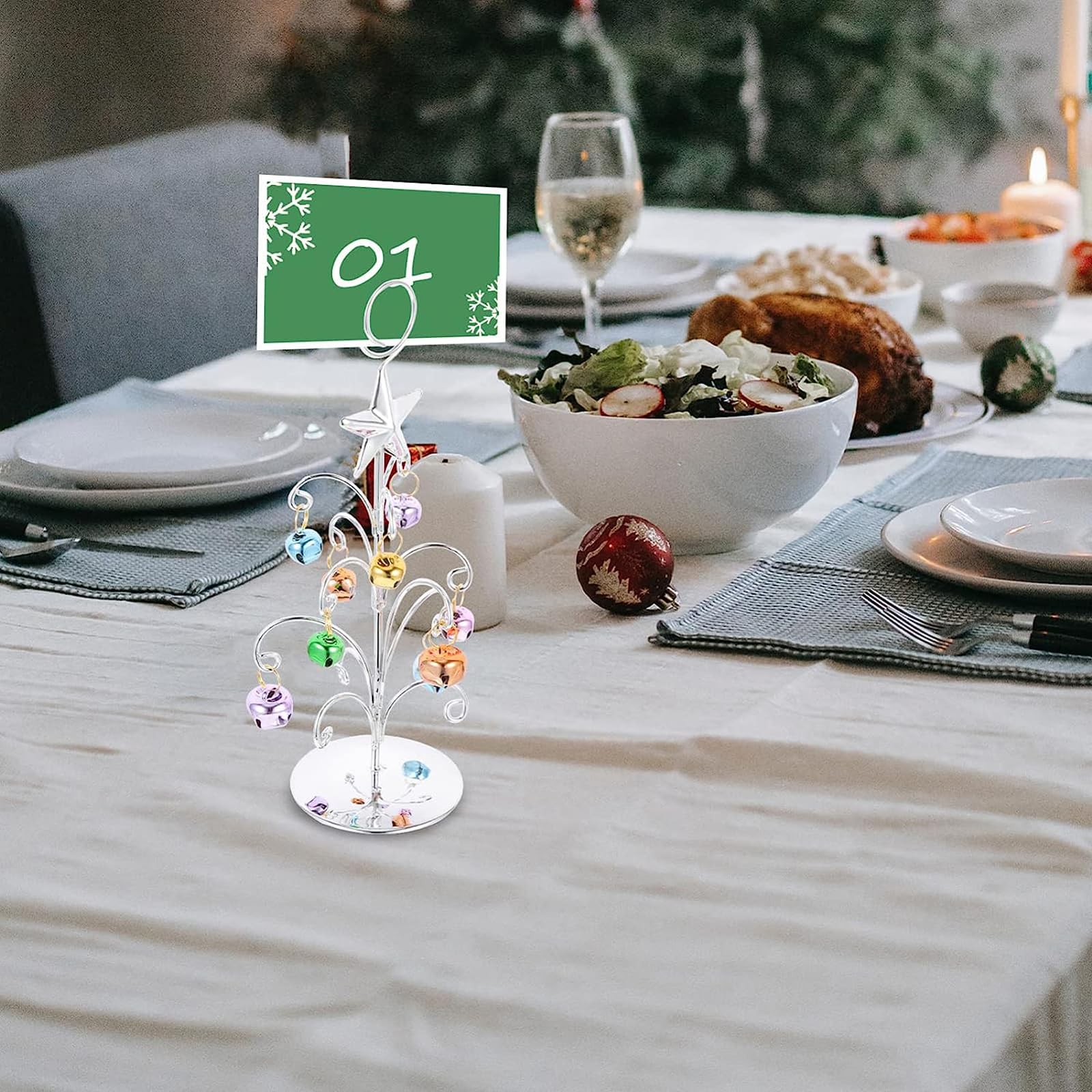 BinaryABC Christmas Tree Shape Photo Holder,Xmas Tree Place Card Holder Memo Holders,Christmas Table Ornaments (Colorful)