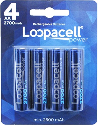 Loopacell AA Ni-MH 2700mAh Rechargeable Batteries 4 Pack