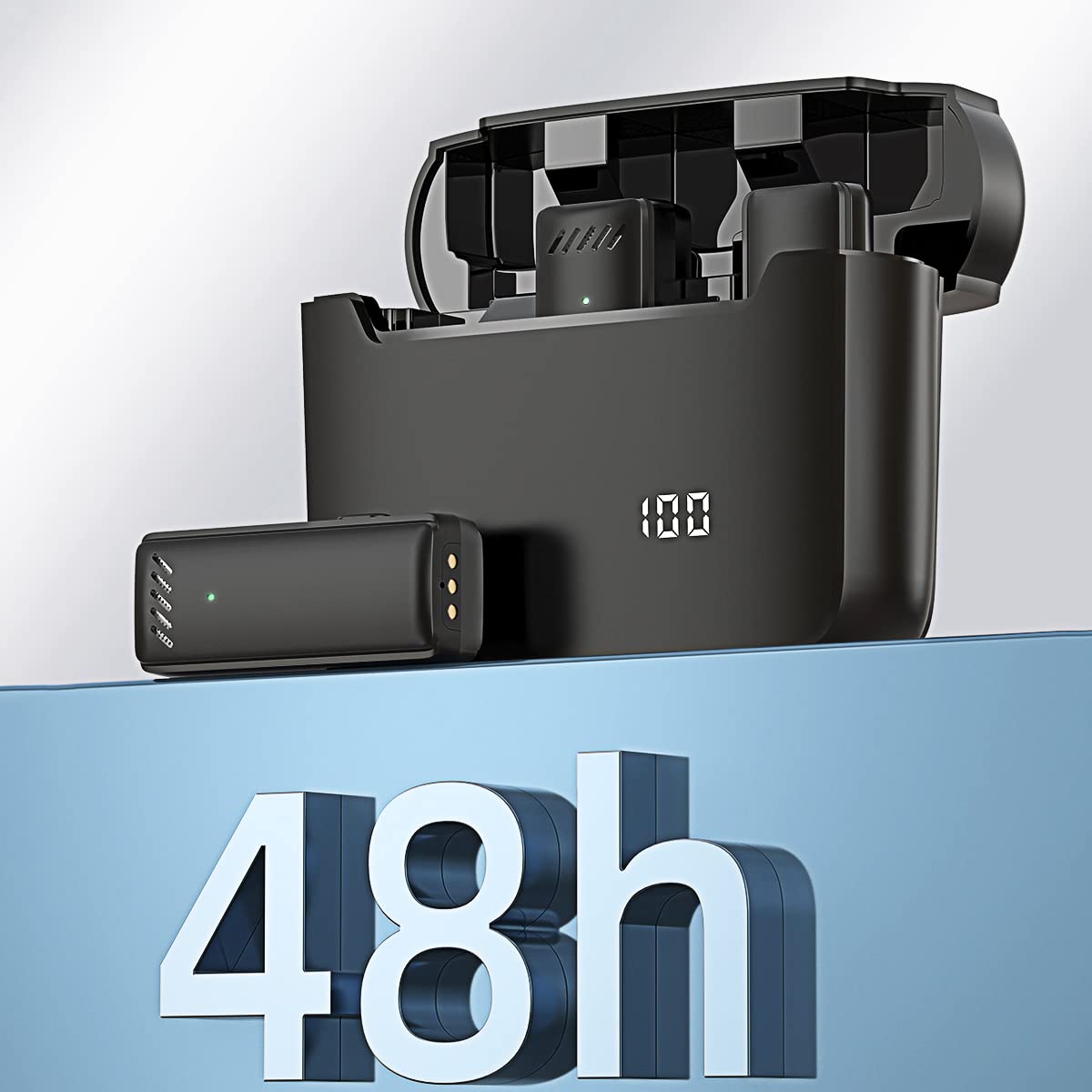 Aivica Wireless Lavalier Microphone for iPhone,iPad,2 Pack Mini Lapel Microphone with Charging Case for Video Recording YouTube Interview Vlog, Ultra-Low Delay, Noise Reduction, 6H Long-Lasting
