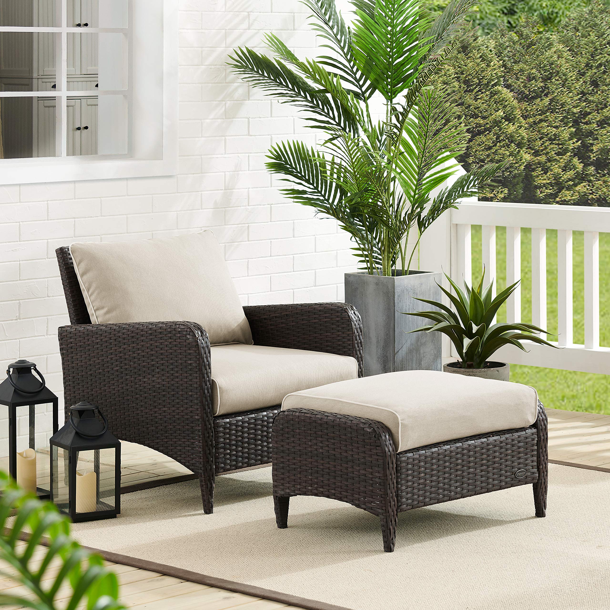 Crosley Furniture Kiawah 2-Piece Outdoor Chair Set, Wicker Patio Chairs for Conversation, Porch, Deck, Blue