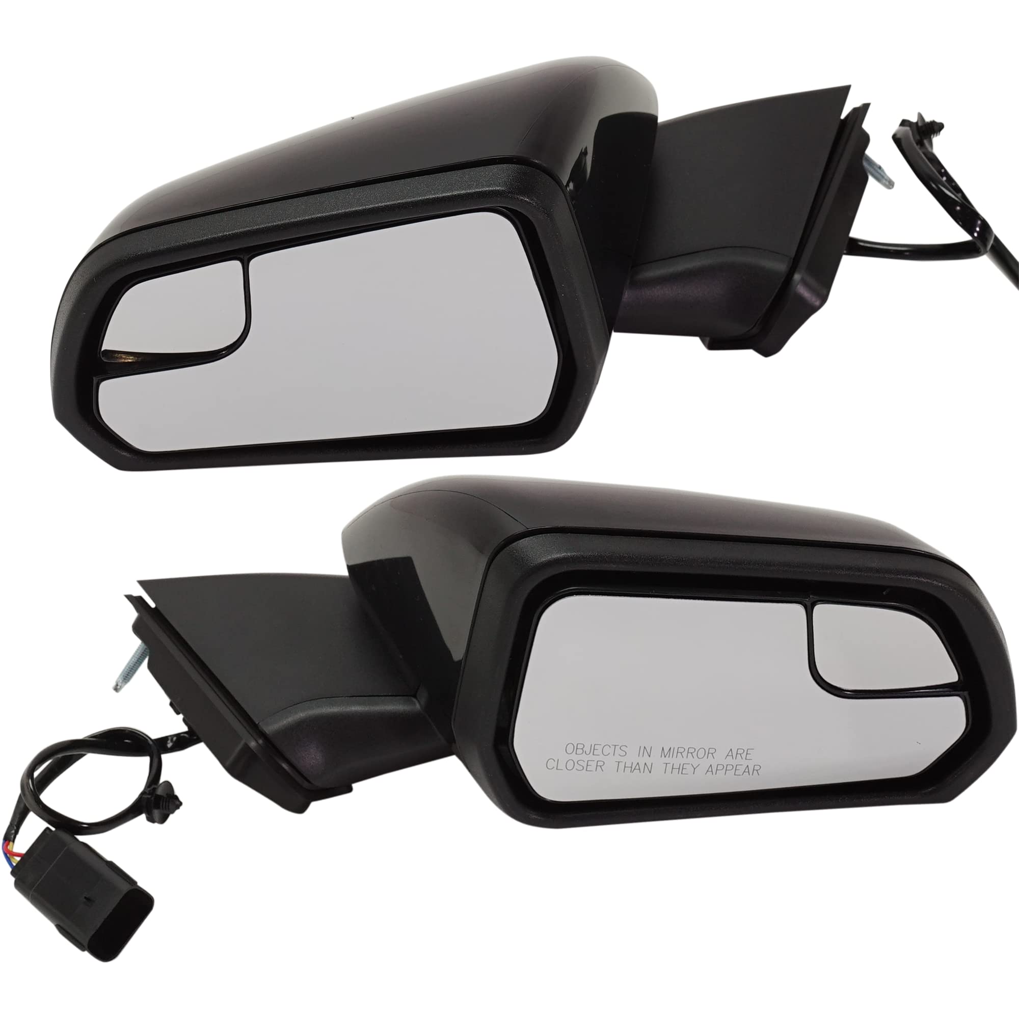 Kool Vue Driver & Passenger Side Power Non-Heated Mirrors for Ford Mustang 2015-2020 With Spotter Glass; Without Signal Light, Memory & Puddle Lamp Paintable