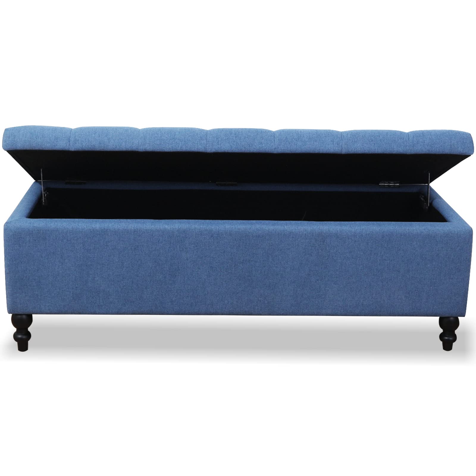 Storage Ottoman 50.2 Inches Upholstered Fabric Storage Ottoman Bench,Button Tufted Ottoman with Storage for Living Room,Bedroom End of Bed Bench Withstands 302lbs (Blue)