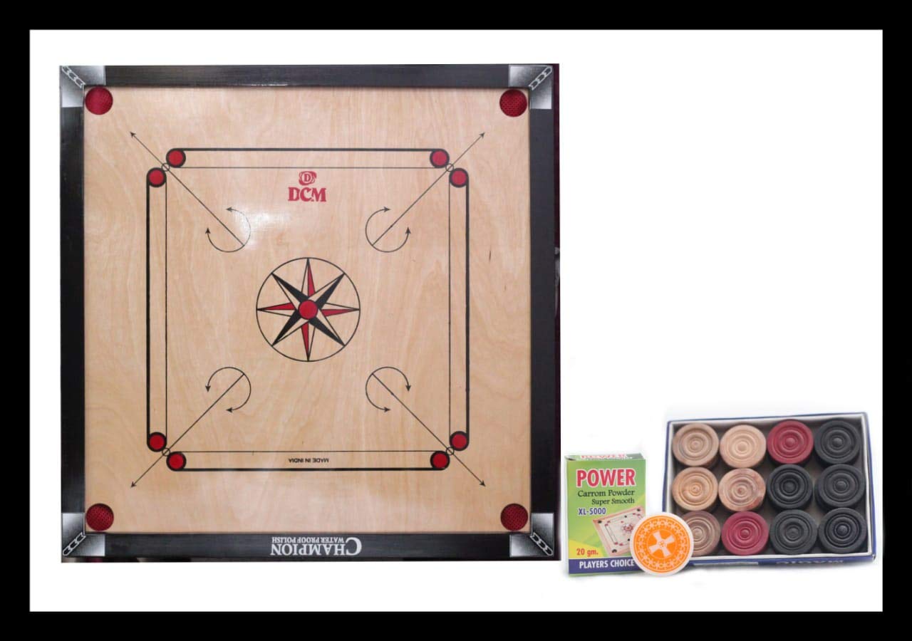 Carrom Board Full Size with Powder Coins Striker Game Set for Kids and Adult 32 inches by 32 inches Smooth Surface Game