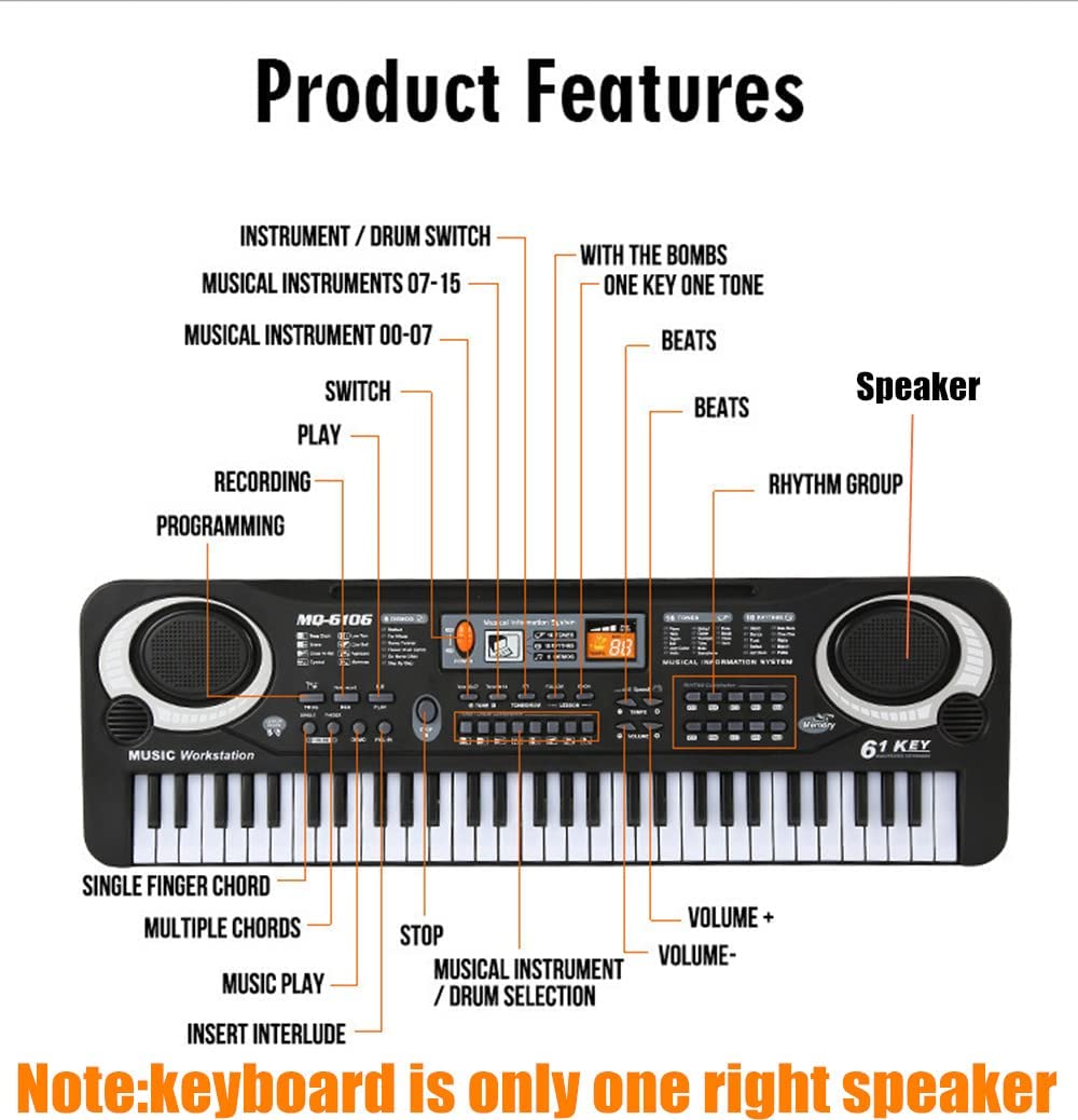 Keyboard Piano for Kids Portable Electric Digital Piano Keyboards Musical Instruments Toy Multi-Function w/ Microphone Birthday for Kids Children