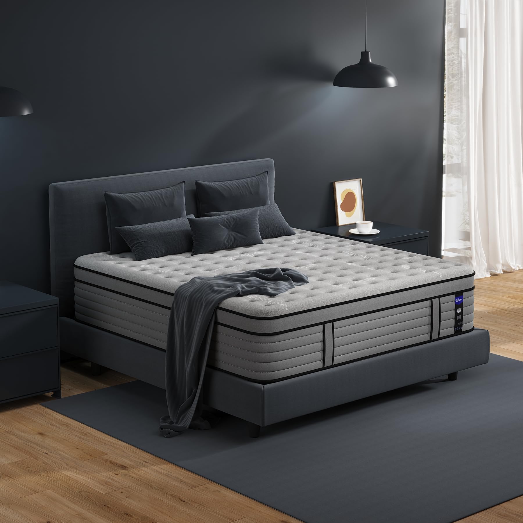 DIFAME Cal King size Mattress, 12 Inch California King Size Hybrid Mattress in a box with Memory Foam,Individually Pocket Coils Springs for Motion Isolation, Pressure Relief, Edge Support, Medium Firm