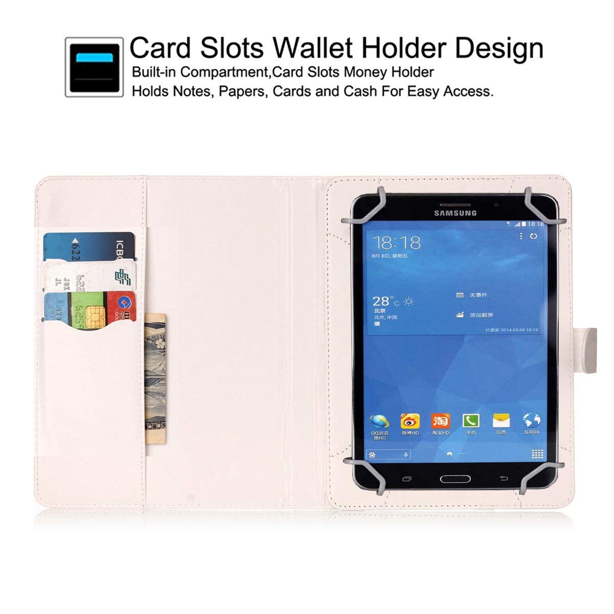 Universal 10" Case, Newshine Synthetic Leather Magnetic Closure [Cards/Money Slots] Flip Stand Wallet Protective Case for All Universal 10 inch Tablet, Bling
