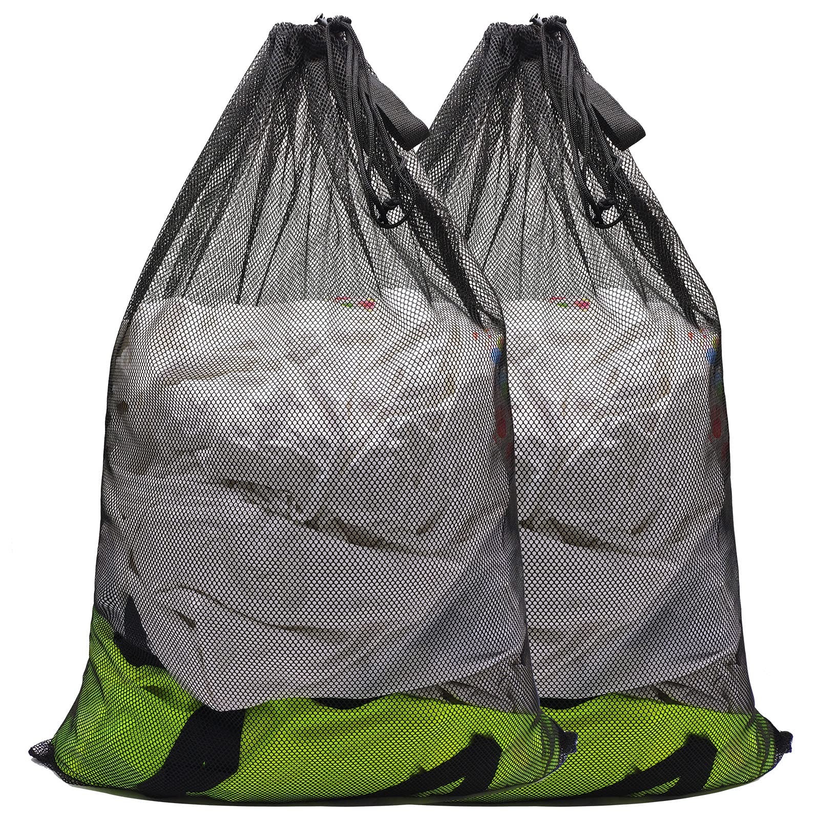 Large Mesh Laundry Bag with Straps and Zipper Pockets, Heavy Duty Mesh Drawstring Bag Foldable, Factories, College, Dorm, Travel and Apartment (24" x 36" | Black)