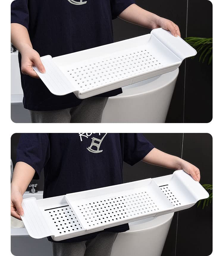 Bathtub Storage Tray Mobile Phone Support Bathtub Telescopic Storage Rack Bathtub tub tub Storage Rack Storage Plate, 56-78cm,B