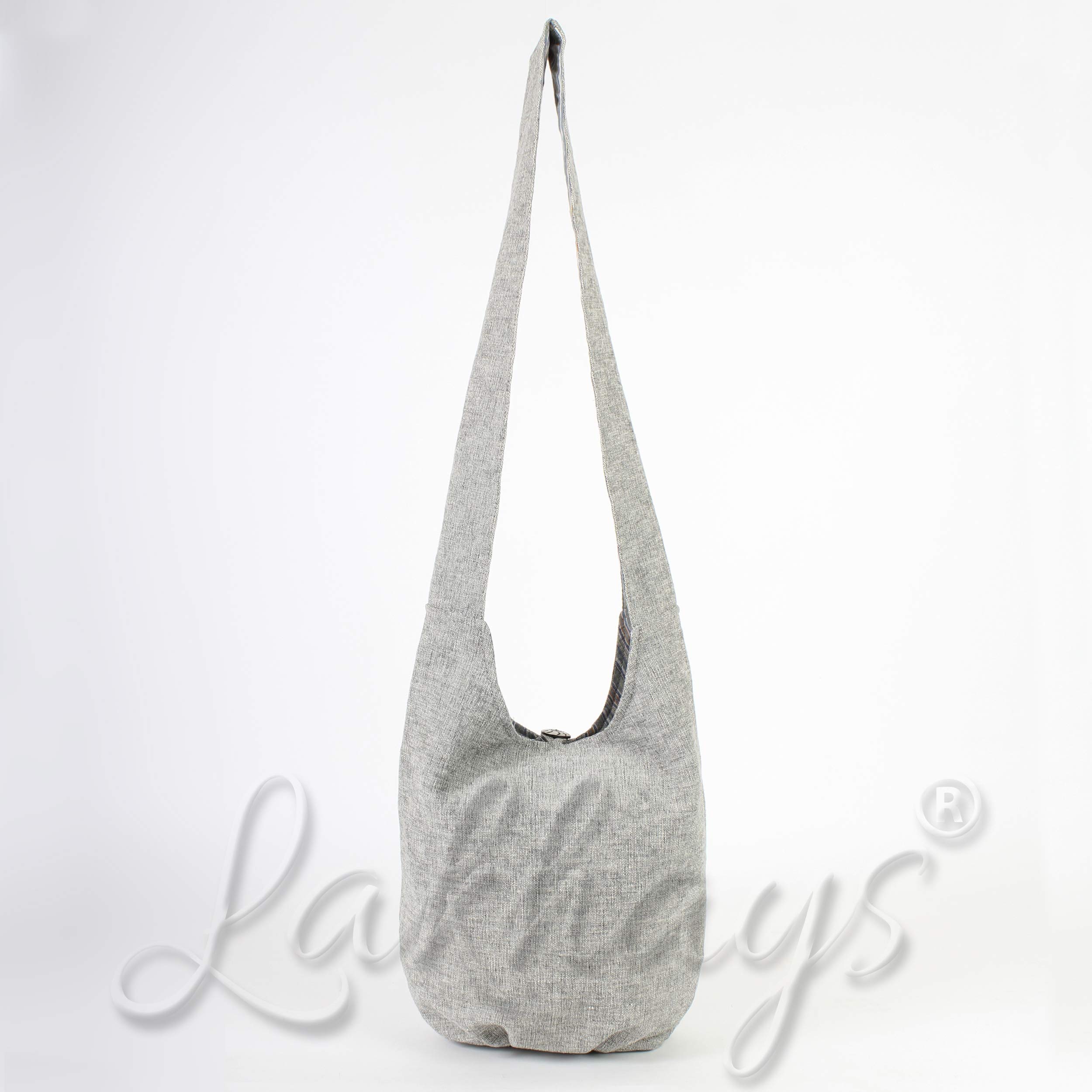 Cotton Sling Crossbody Shoulder Bag Purse Hippie Hobo Bohemian Festival Bag-Charcoal