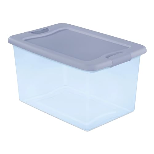 AYOYZ 64 Qt. Latching Box Plastic, Blue Tint Storage Box Home Organization and Storage Containers Organizer