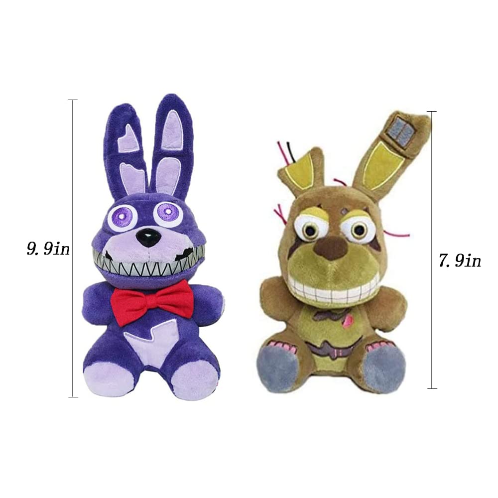 Ktveih Springtrap and Nightmare Bonnie Plush Toy Set Stuffed Animal Doll Fan Made plushies for Boy Girl Plush Gift 2pcs