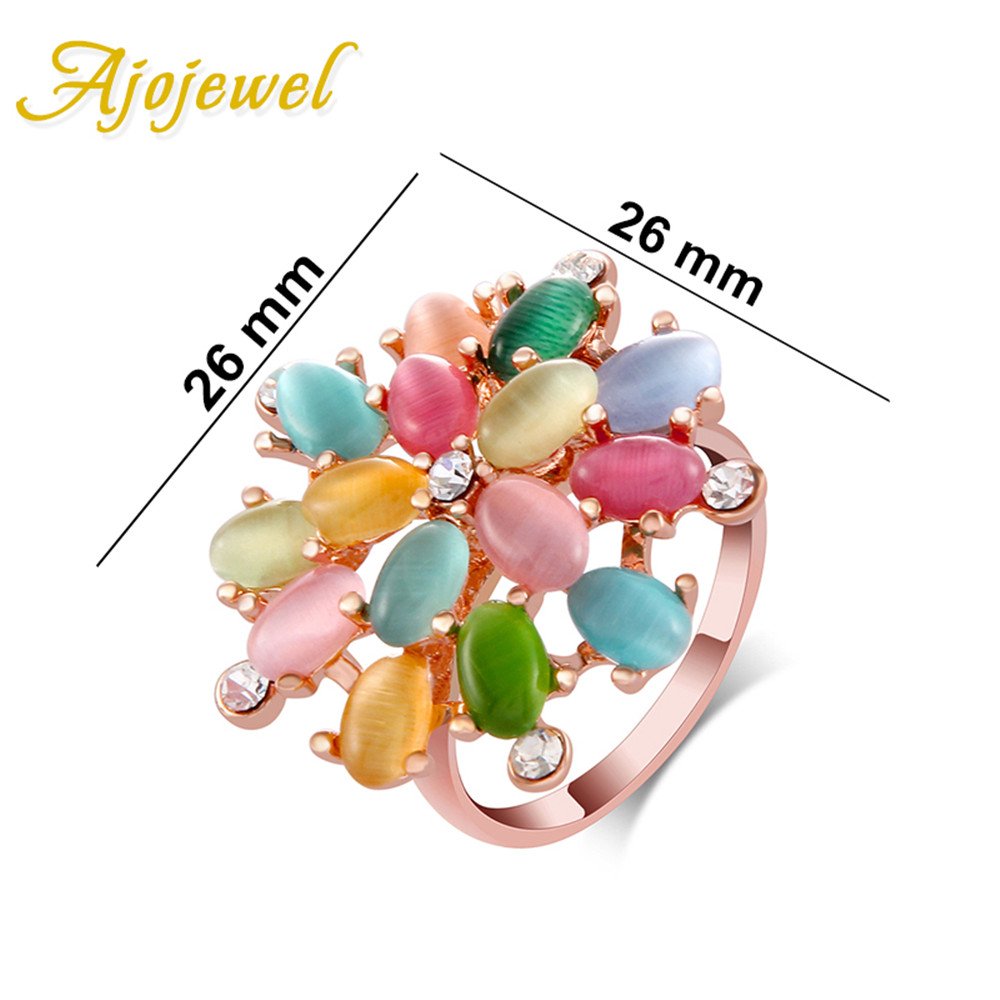 Ajojewel Multicolor Artificial-opal Flower Big Ring Women Finger Jewelry For Party Wedding Gifts (Multi, 8)