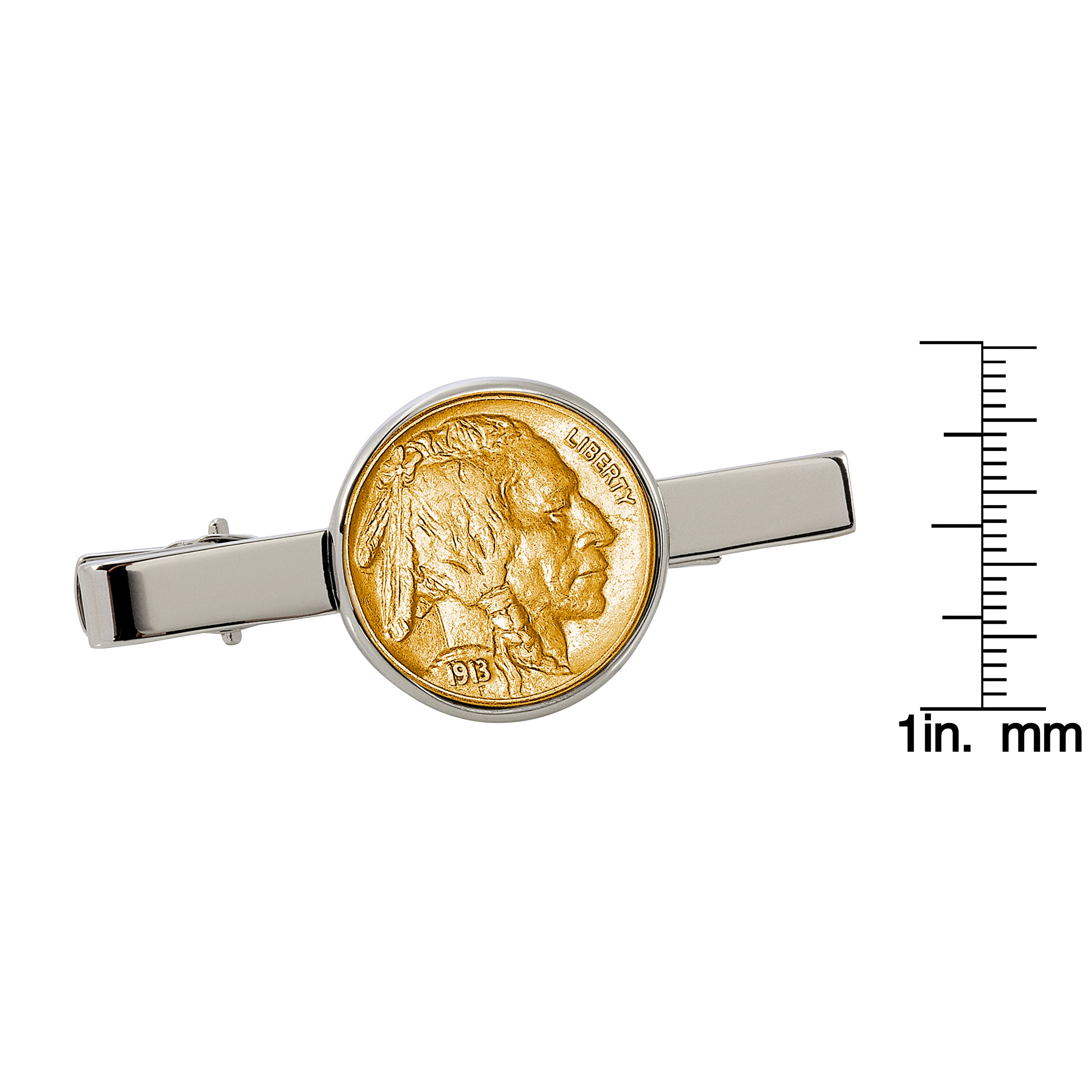American Coin Treasures Gold-Layered Buffalo Nickel Silvertone Coin Tie Clip