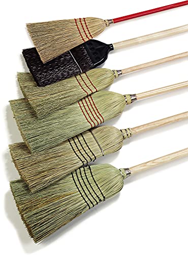 Carlisle 4134967 Warehouse Broom with Wood Handle, 10" Bristle Trim, 1" Height, 1" Width, 55" Length, Corn Blend, Natural