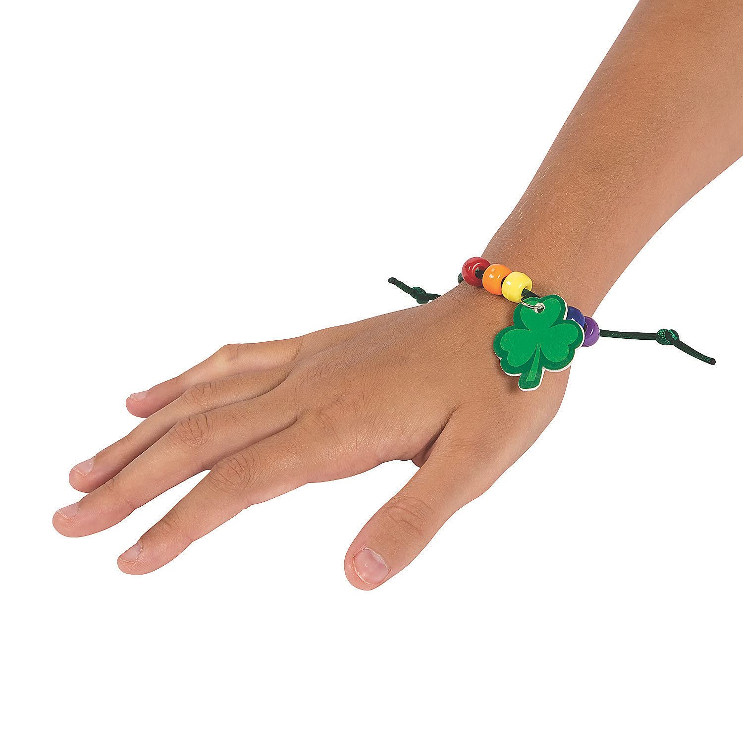 Fun Express Rainbow Shamrock Charm Bracelet Craft Kit - Makes 24 - St. Patrick's Day Crafts for Kids