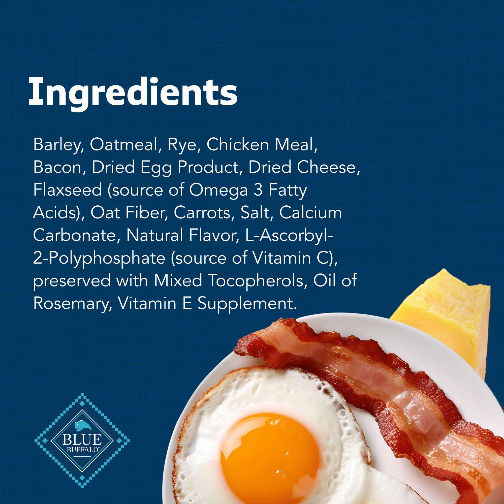 Blue Buffalo Health Bars Crunchy Dog Biscuits, Oven-Baked With Natural Ingredients, Bacon, Egg & Cheese, 3-lb Box