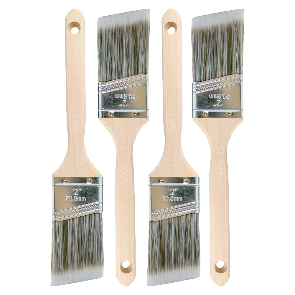 Vermeer Paint Brushes - 4-Pack - 2" Angle Sash Brushes for All Latex and Oil Paints & Stains - Home Improvement - Interior & Exterior Use
