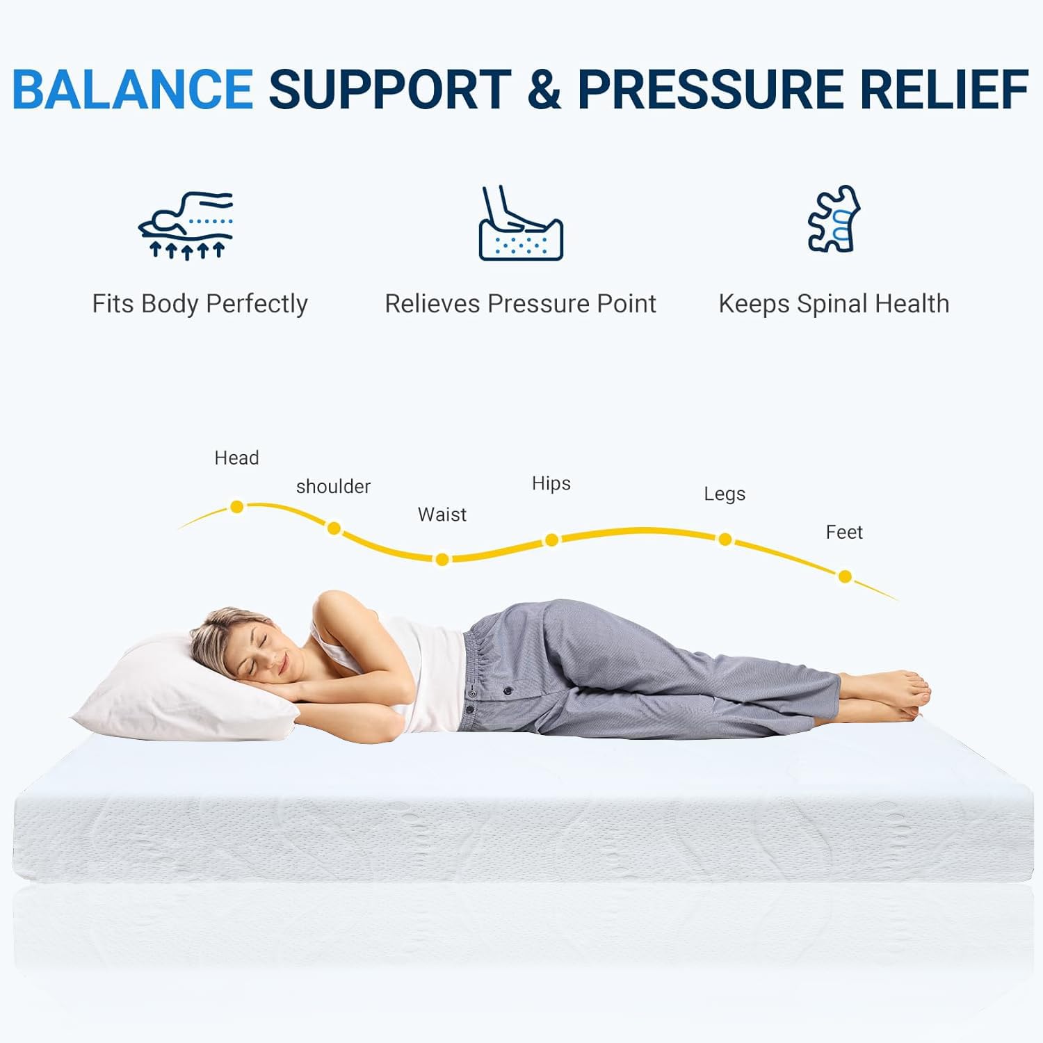 Irvine Home Collection Twin Size 8-Inch, Gel Memory Foam Mattress, Medium Firm Feel, Breathable, Cool Sleep and Pressure Relief, CertiPUR-US Certified, Temperature Balanced