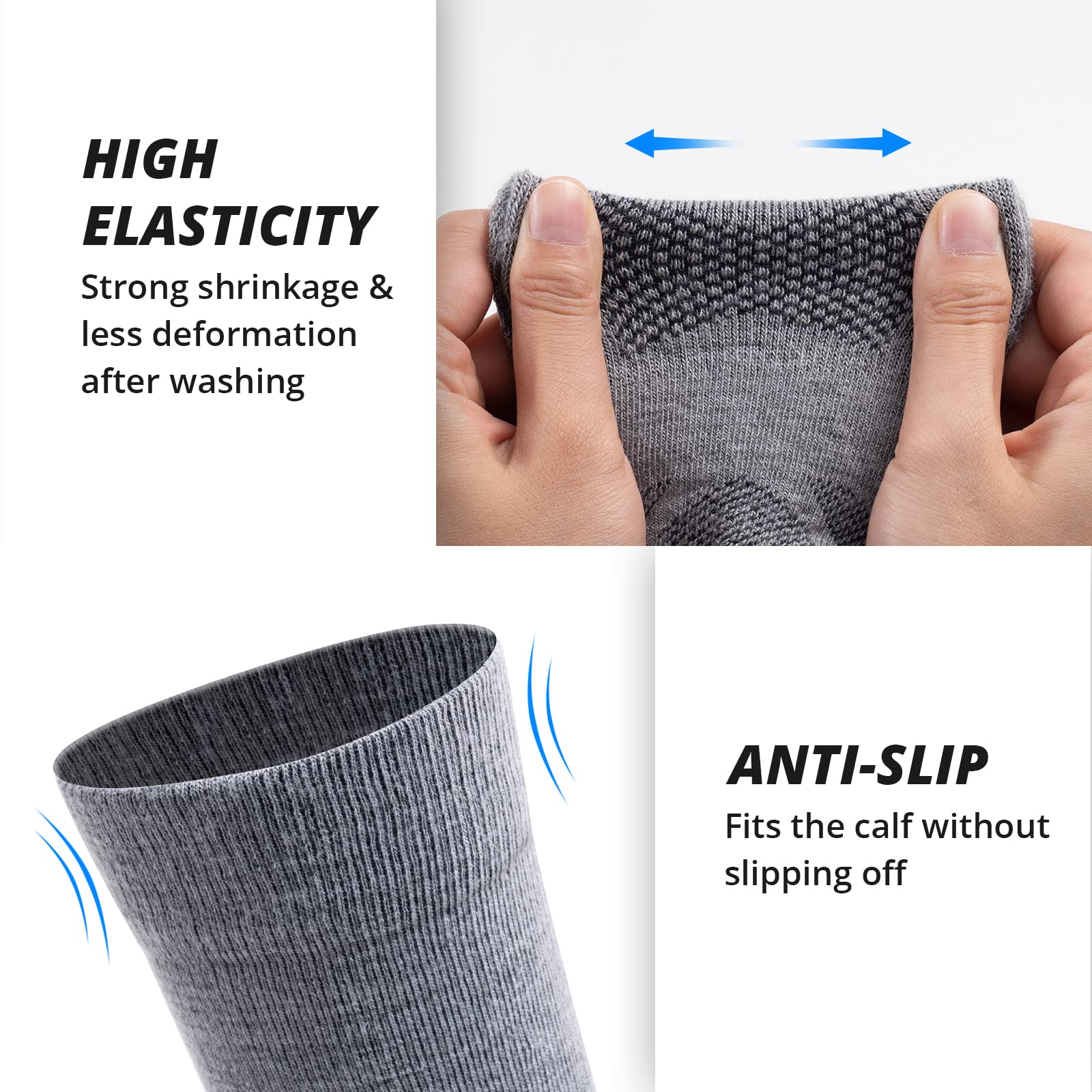 AKASO Merino Wool Hiking Socks - Breathable Moisture Wicking Crew Athletic Socks with Cushioned for Men & Women (2 Pairs)