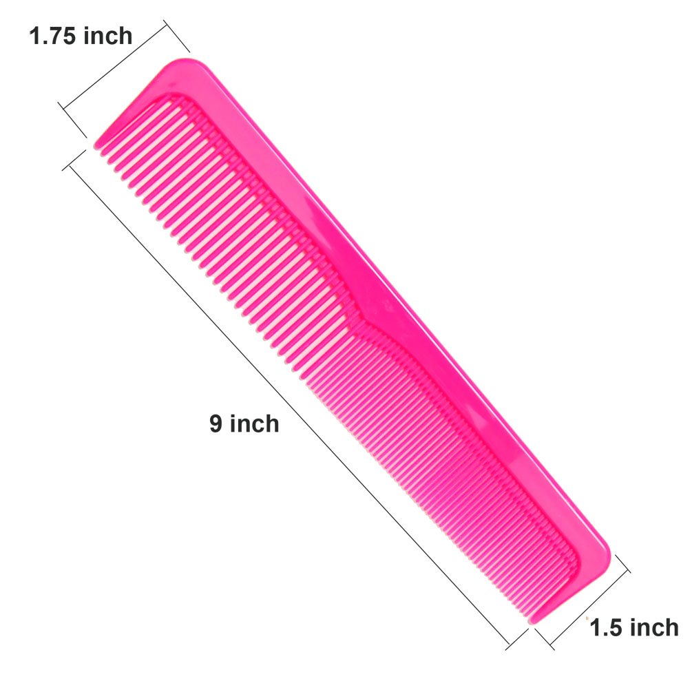 LUXXII 6 Pack - 9" Large Dressing Comb Colorful Styling Essentials Coarse/Fine Barber Comb SET