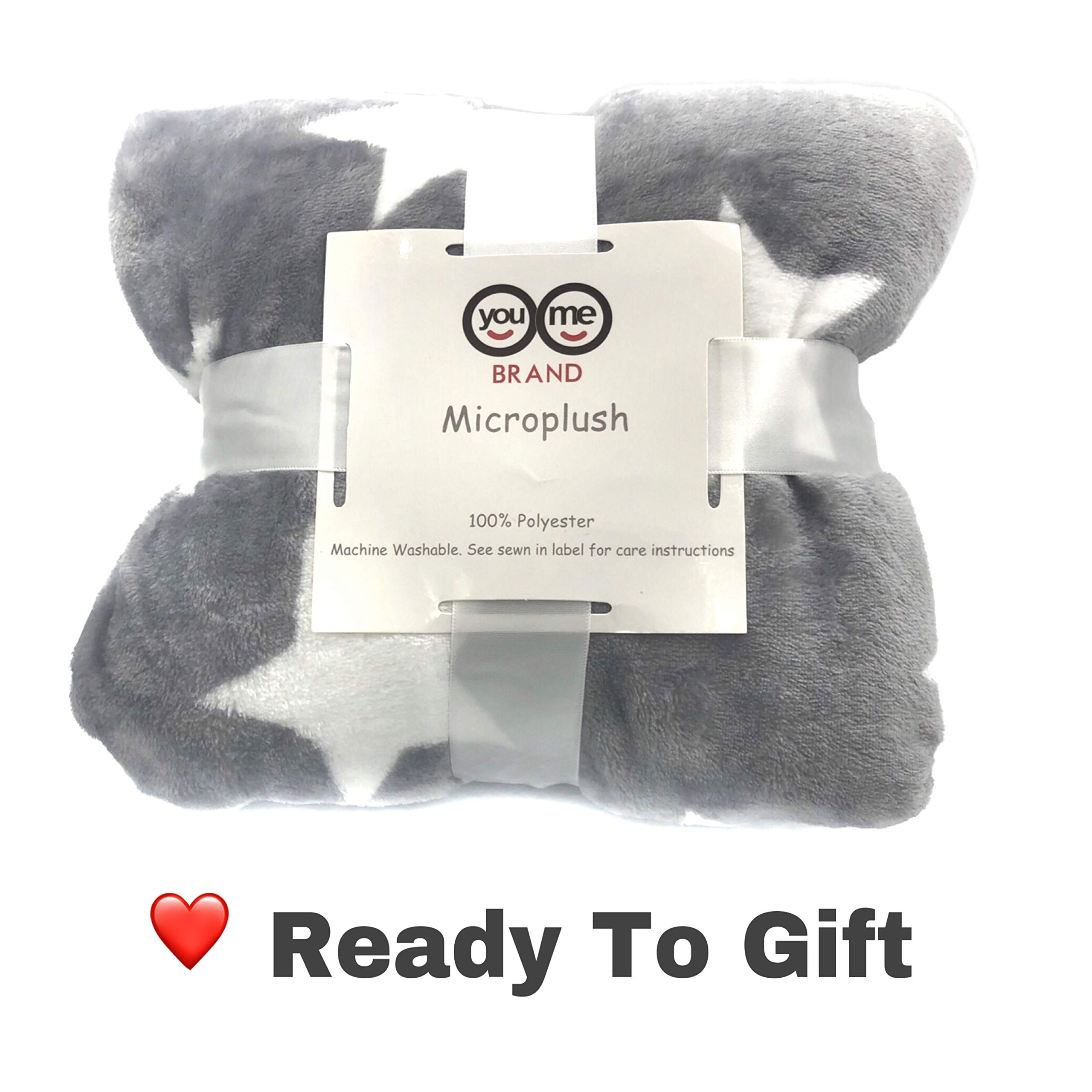 Baby Blanket - Super Soft Blanket for Girls & Boys. Large Blanket (34.5"x47") Warm Throw Blanket for Cribs & Strollers, Receiving Blanket, Gray with White Star Blanket