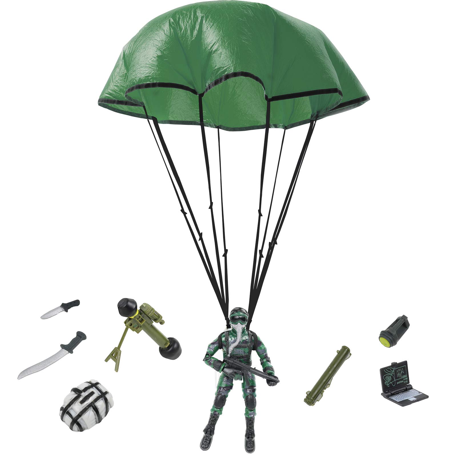 Click N' Play Military Toys Airborne Trooper 10 Piece Play w/Accessories Military Action Figures Toy Set with Soldier Men &Military Accessories, Army Men Toys for Boys Ages 3 Military