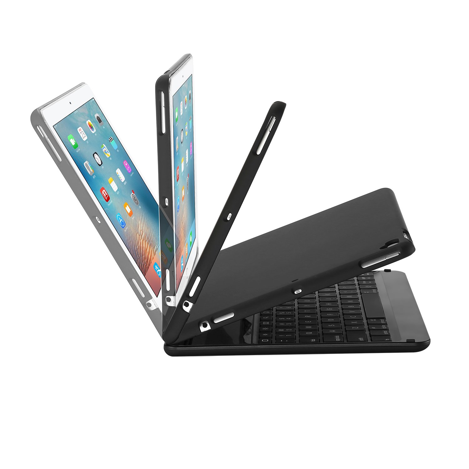 ProCase Keyboard Case for iPad 9.7 2018/2017 (Old Model), 360 Degree Rotation Swivel Cover Case with Wireless Keyboard for iPad 9.7 Inch 6th / 5th Gen/iPad Pro 9.7 2016, iPad Air 2/iPad Air 1-Black