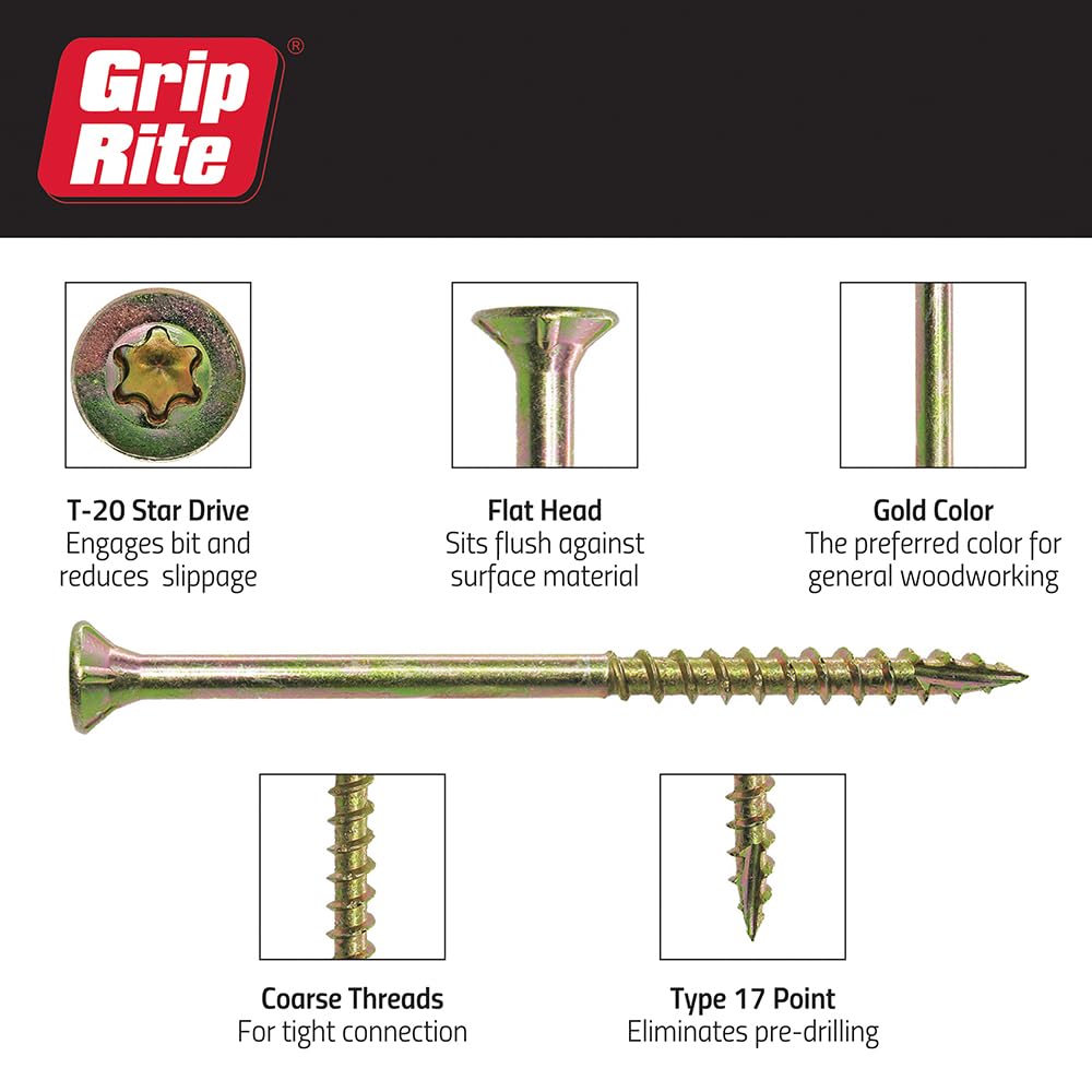 PRIMESOURCE 3GCS1 1LB 9X3 CONST Screw, 9 by 3", Gold