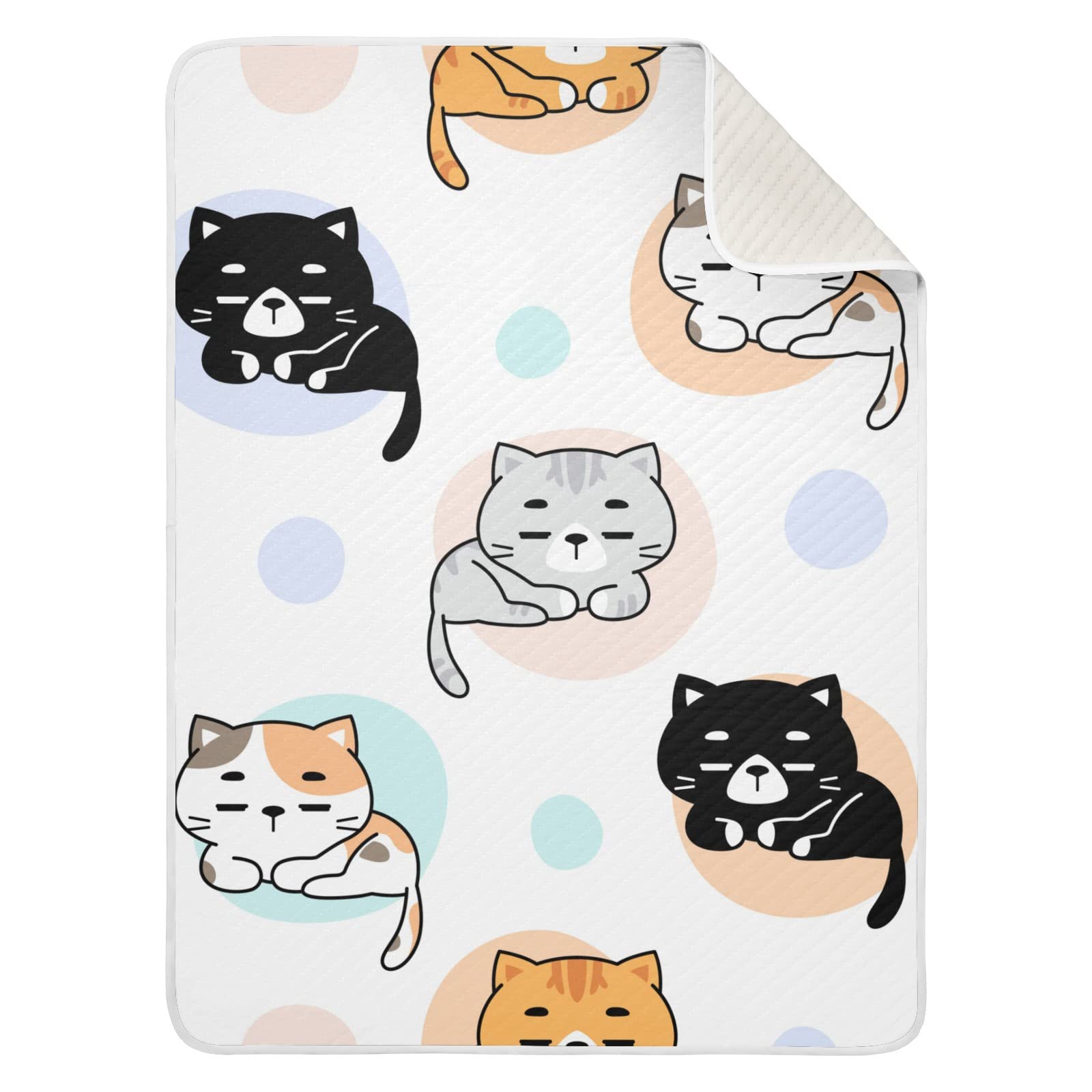 Baby Blankets Cute Cats Cotton Double Layer Soft Pram Blankets Girls Boys
