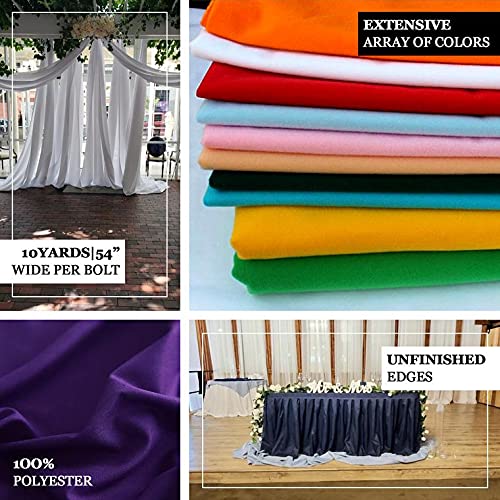 Polyester Black Fabric by The Yard, 54" Wide x 10 Yards Poly Fabric Roll for Furniture Upholstery and Drapery, Wedding Dress Decoration DIY Crafts
