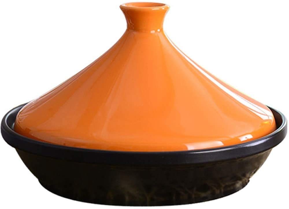Ceramic Tagine Pot High Capacity Tagine Pot with Lid|Smoke-Free Non-Stick Cookware Saucepan Home Kitchen|for Most Open Flame Cookware (Color : B)