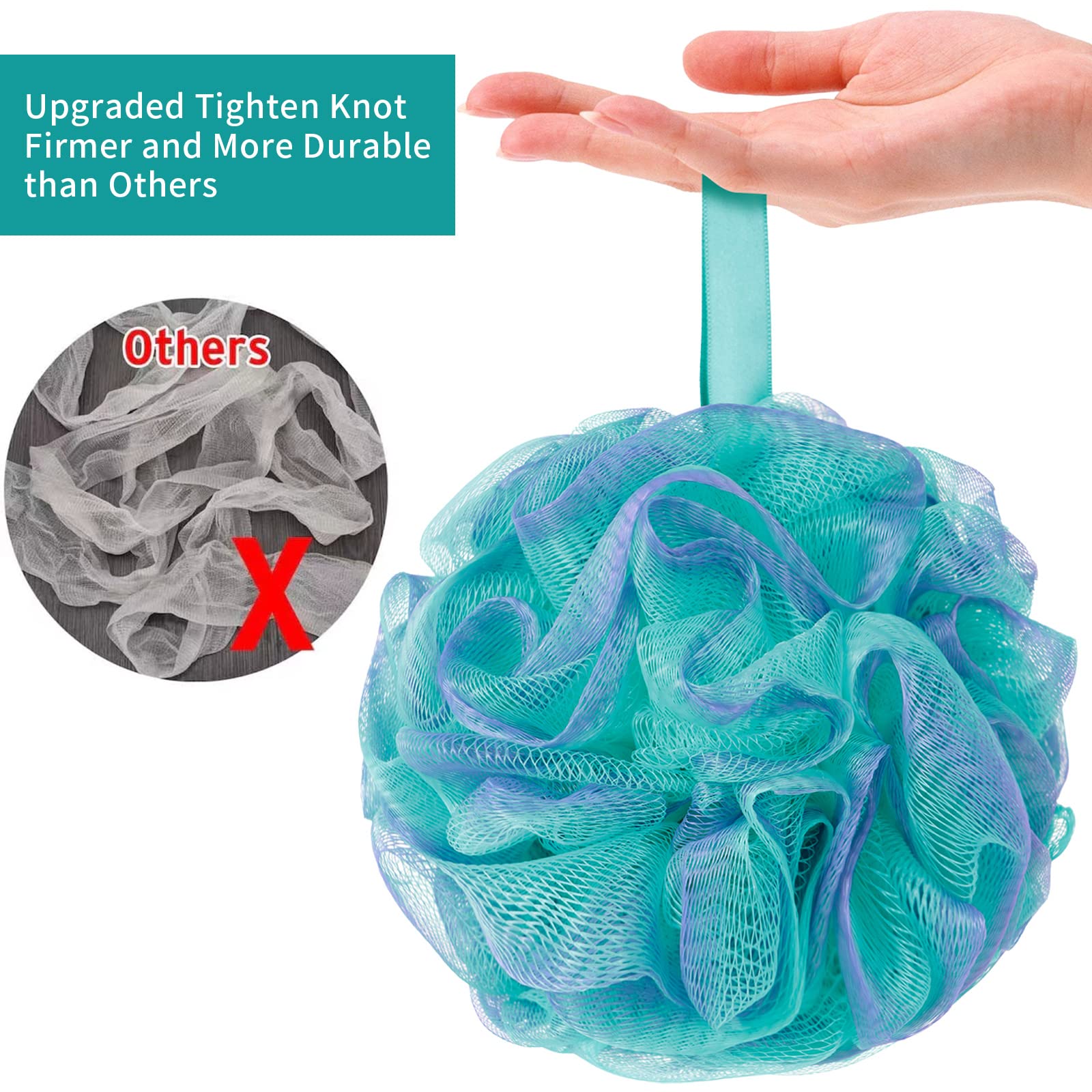 BCKENEY Bath Loofah Shower Sponge Body Back Scrubber Soft Mesh Shower Puffs Exfoliating Loofa for Women & Men Bath Accessories Cleaning Tool (Dark 2, 4Pcs 60G L)