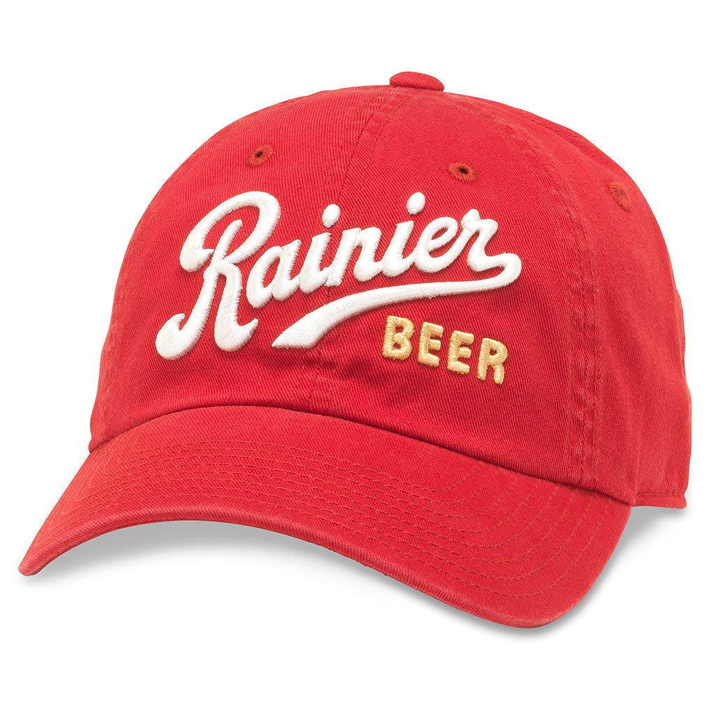 AMERICAN NEEDLE Rainier Beer Baseball Dad Buckle Strap Hat (PBC-1901I-RED)