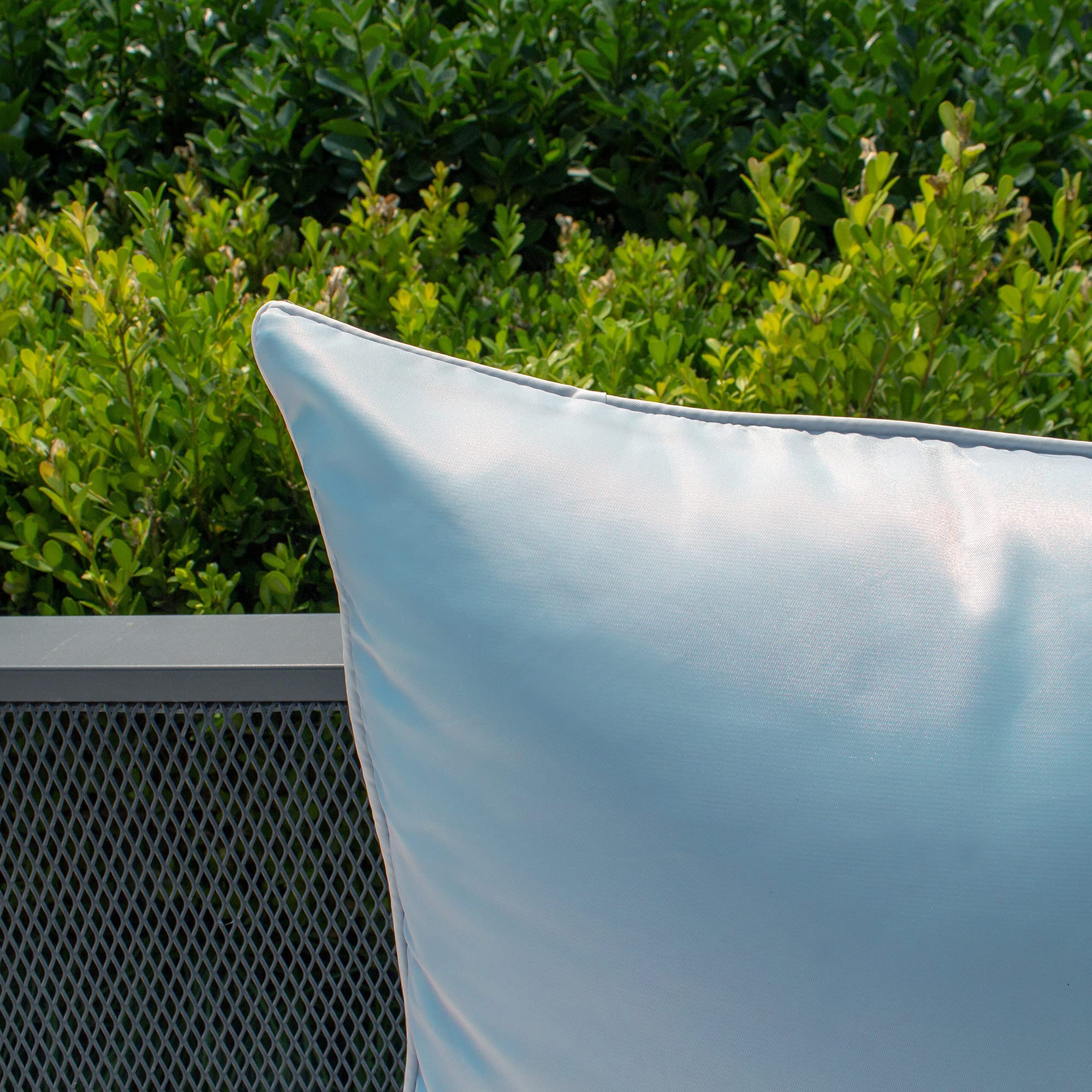 Kevin Textile Patio Furniture Pillows Outdoor Waterproof Pillow Covers with White Piping for Garden Couch, 2 Pieces, 20"x20", Light Blue